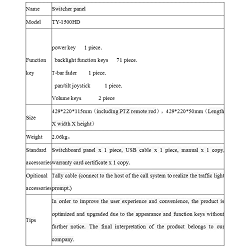 TY-1500HD Switcher Control Panel Vmix Video Recording 4K Virtual Studio ...