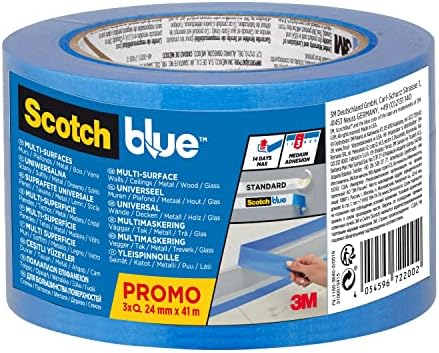 Scotch Blue Premium Masking Tape 24mm x 41m, 3 rolls/pack | Blue color ...