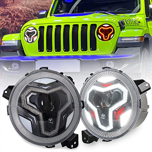 Tykick 9 Inch Jeep LED Headlights Round Integrated Cool DRL and Welcome ...