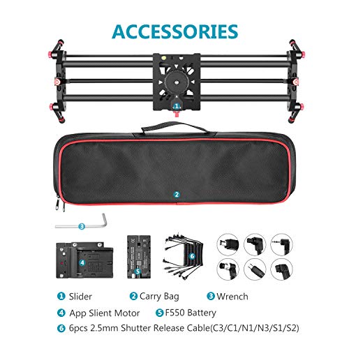 Neewer Camera Slider Motorized, 31.5-inch APP Control Carbon Fiber ...
