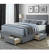 Amazon.com: DG Casa Cosmo Upholstered Platform Bed Frame Base with ...
