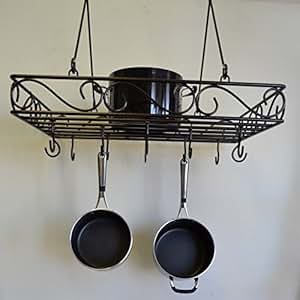 Amazon.com : J&J Wire Pot and Pan Rack, Bronze : Kitchen Pot Racks ...