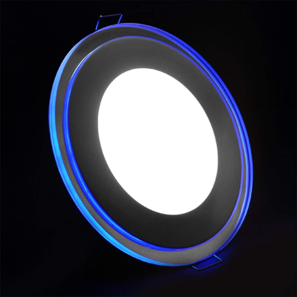 G.W.S® 12W+5W Ultra Thin Chrome Mirror Blue Edge Lit Round Circle LED ...
