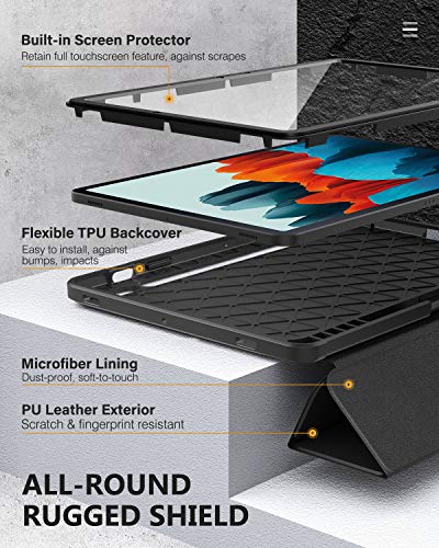 MoKo Case Fit Samsung Galaxy Tab S7 11" 2020 SM-T870/SM-T875, [Built-in Screen Protector] Full ...