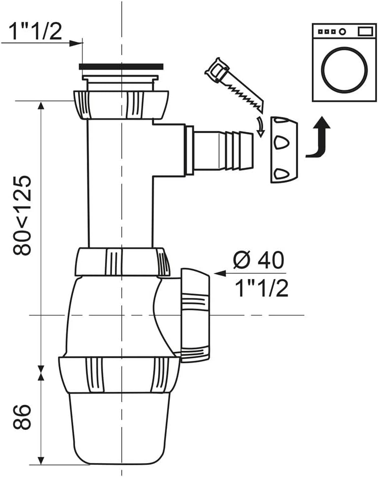 Wirquin SP3223 Sink Siphon with Washing Machine Connection – BigaMart