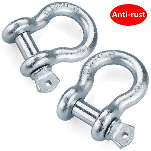 LIBERRWAY Shackles 7/8" (2 Pack) RETECK D Ring Shackle Rugged 6.5 Ton ...