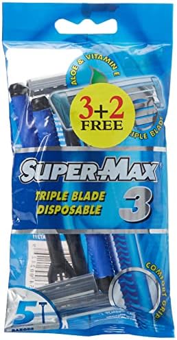 Supermax Men Disposable Triple Blade Pack Of 3+ 2 Razors ' 1 Units ...