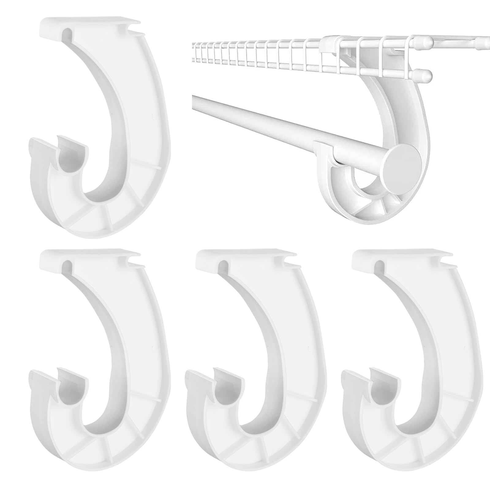 4Pcs 3/4 Hanging Rod Support,White Closet Shelf Rod Holder,J-Shaped ...