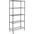 Amazon.com: EZPEAKS 5-Shelf Shelving Units and Storage on 3'' Wheels ...