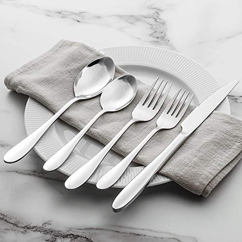 Umite Chef 56-Piece Silverware with Steak Knives and Serving Utensils ...