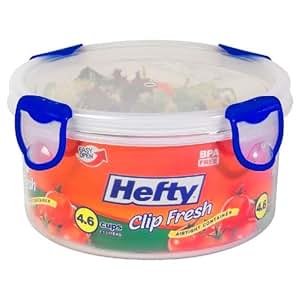 Amazon.com: Hefty Clip Fresh Food Storage Container 4.6 Cups Round ...