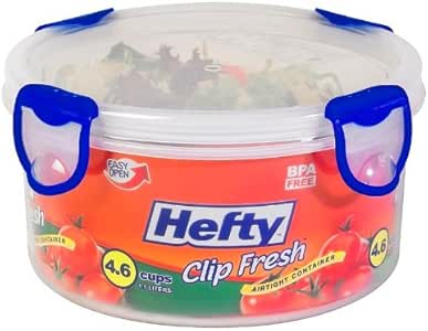 Amazon.com: Hefty Clip Fresh Food Storage Container 4.6 Cups Round ...