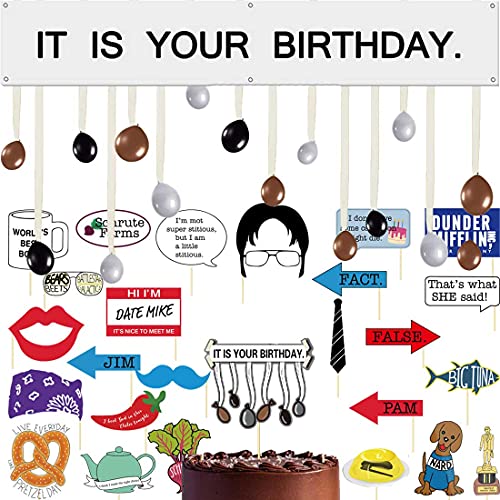 It is Your Birthday Banner, The Office Dwight Theme Infamous Husband Birthday Photo Booth Props ...