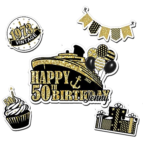 CFMONOGRAM Happy Birthday Magnets for Cruise Door - 50th Birthday ...