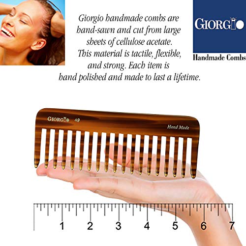 Giorgio G49 Large 5.75 Inch Detangling Comb, Wide Teeth for Thick Curly Wavy Hair. Long Hair ...