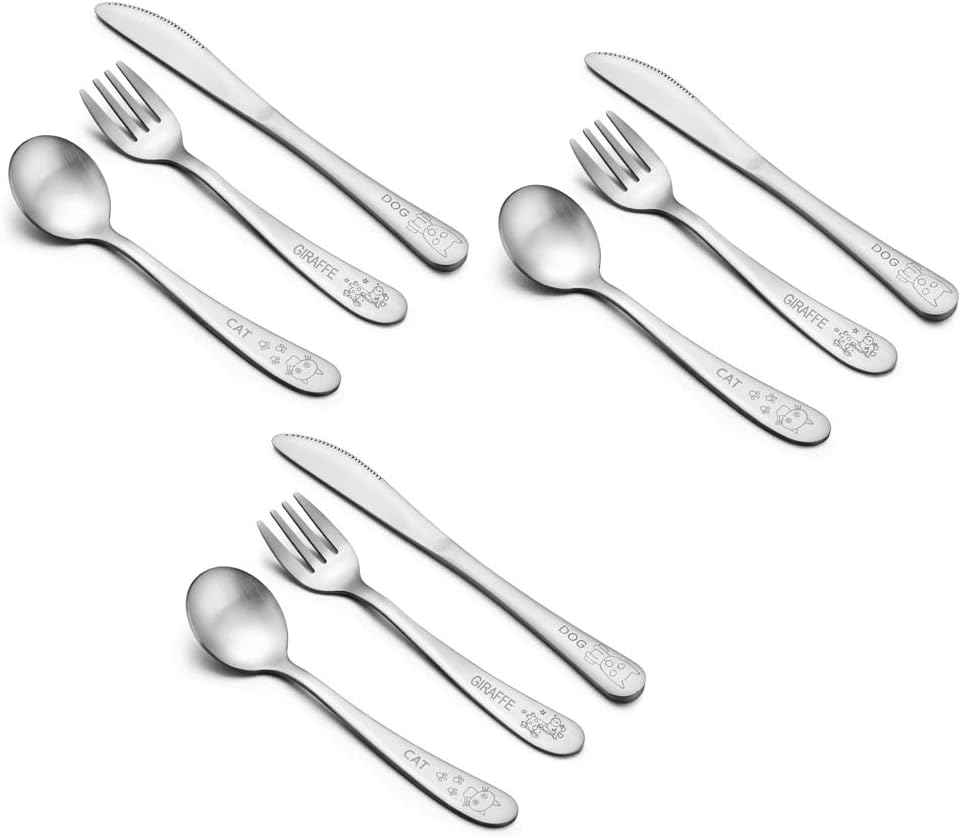 TEAMFAR Kinderbesteck, 9-teilig Edelstahl Poliert Kinderbesteck Set für ...