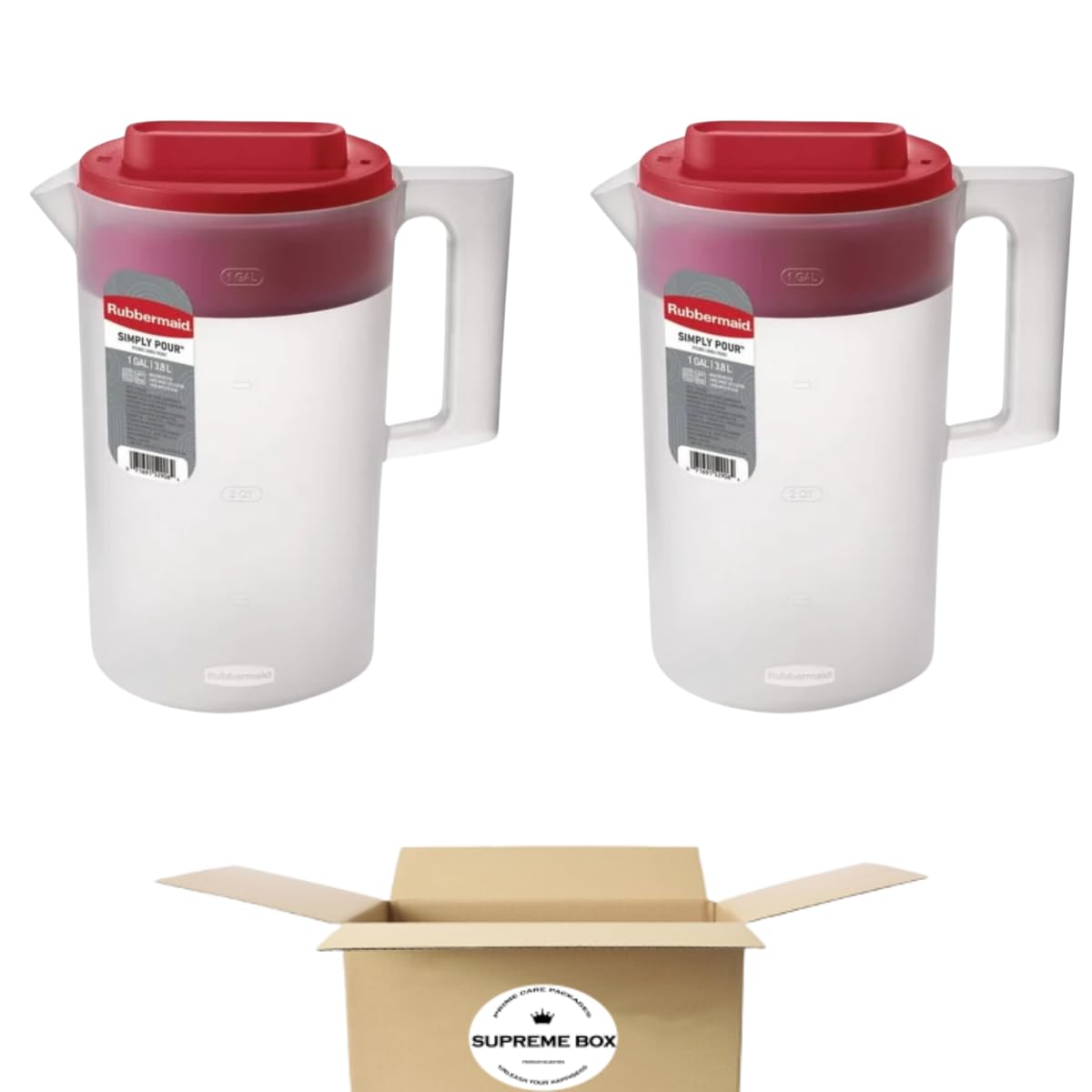 SUPREME BOX Clear Pitcher BPA free, 1 Gallon - Pack of 2 for sale ...