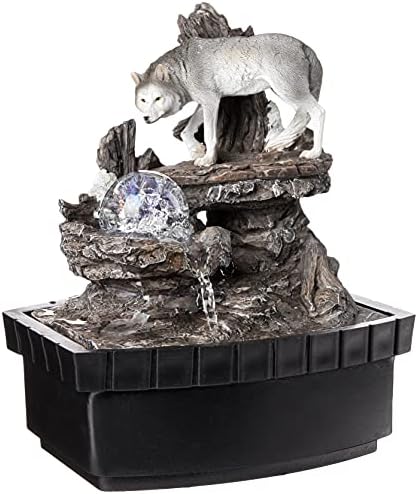 OK Lighting 10.25 H Wolf Table Fountain, Gray price in Saudi Arabia ...