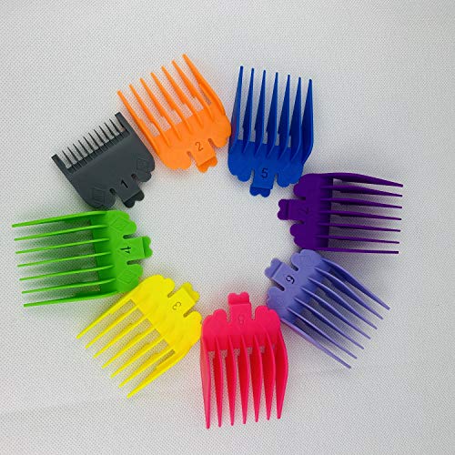 Professional Hair Clipper Guide Combs,Wahl replacement guards Set,8 Color and Sizes Attachment ...