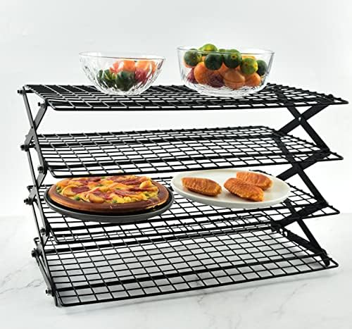 DESEY 4-Tier Collapsible Cooling Rack with Adjustable 3 Setting Design ...