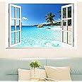 Amazon.com: Large Removable Beach Sea 3D Window Decal Wall Sticker Home ...
