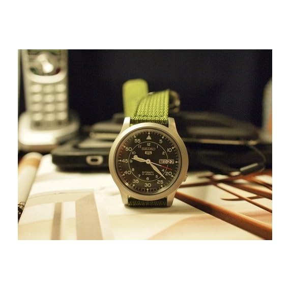 Seiko Men’s SNK805 Seiko 5 Automatic Stainless Steel Watch with Green ...