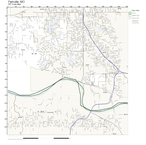 ZIP Code Wall Map of Parkville, MO ZIP Code Map Laminated in Kenya | Whizz