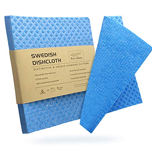 Eco-cleaner Swedish Dishcloth Cellulose Sponge Cloths, Bulk 6 Pack of ...