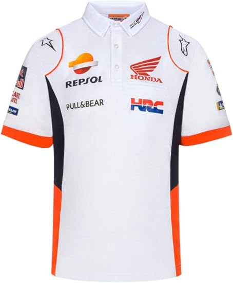 Official MotoGP HRC Racing Teamwear Polo - White - M: Amazon.co.uk ...
