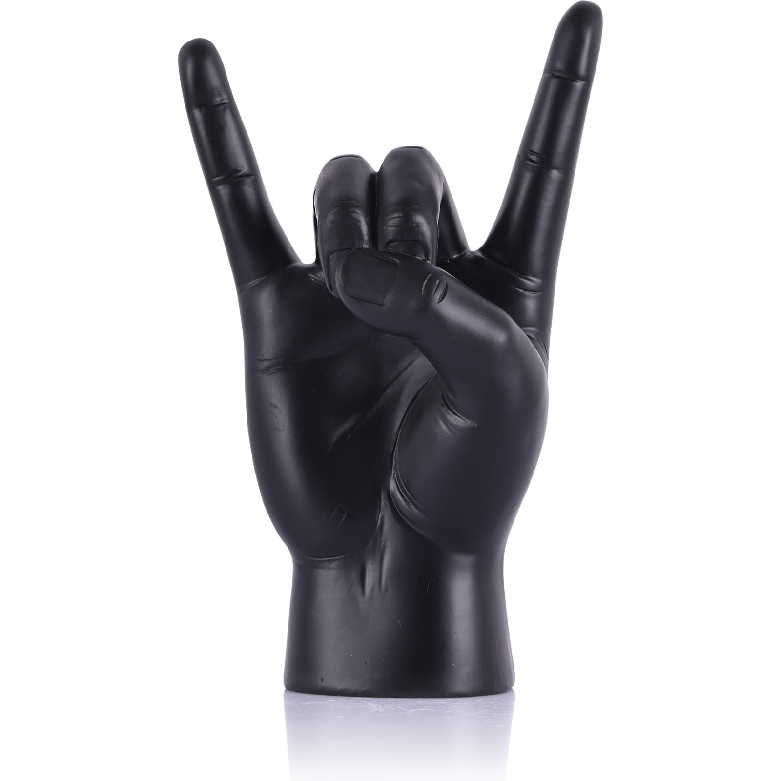 7.7" Black Resin Rock On Hand Gesture Statue - Funky Decor for Rock ...