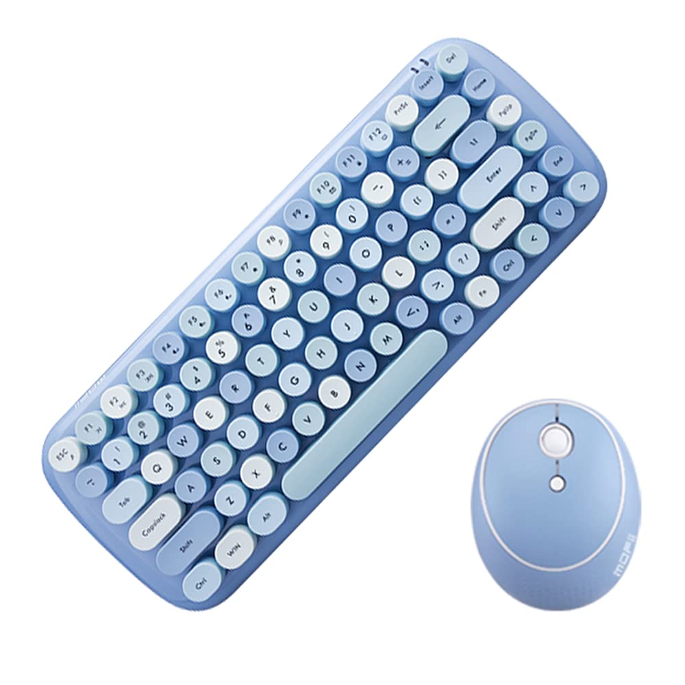 MOFII-TzBBL Mini Wireless Keyboard Mouse Set Round Keycap Multi-Colour ...