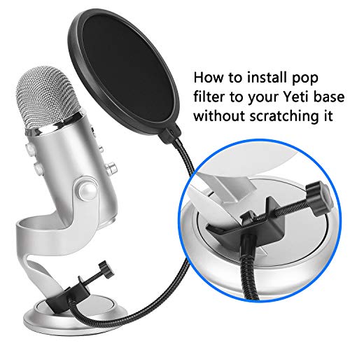 Pop Filter for Blue Yeti/Yeti Pro, PEMOTech 6 inch Dual Layered ...