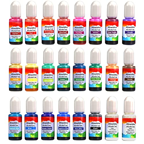 Alcohol Ink Set 24 Vibrant Colors Alcohol-Based Ink Resin Dye for Epoxy ...