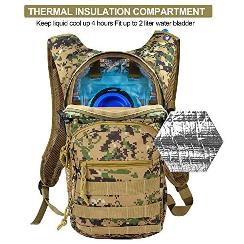 Zavothy Tactical Hydration Backpack with 2L Water Bladder for Outdoor ...