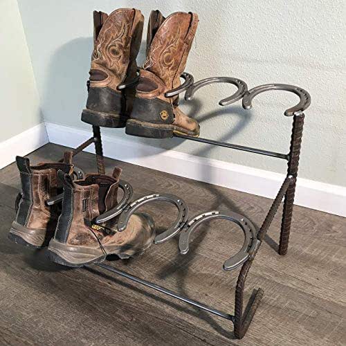 Amazon.com: Rustic Double Decker Horseshoe Boot Rack - 4 pairs - The ...
