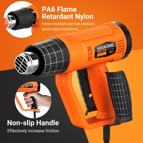 SEEKONE Heat Gun 1800W Heavy Duty Fast Heat Hot Air Gun Kit with 752℉&1112℉（400℃-600℃） Dual ...
