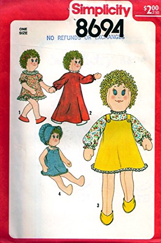 Vintage Simplicity 8694 Sewing Pattern for 18" Rag Doll and - Import It All