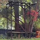 Amazon.com : Panacea 89088 Steel Flat Top Arbor with Finials, Black ...