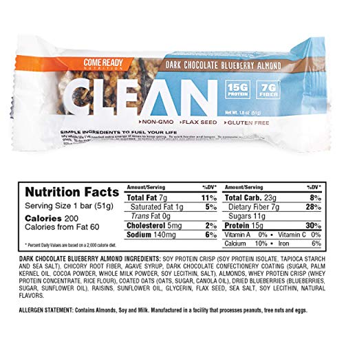 Ready CLEAN Bar, 15g of Protein, 7g Fiber, 6.5g of Whole Grains, NON ...