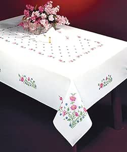 Amazon.com: Field of Flowers Tablecloths Stamped Cross Stitch and ...
