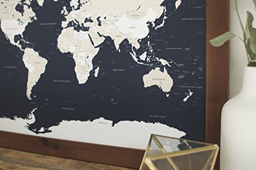 Buy Small Navy World - Push Pin Travel - Framed World in Handcrafted ...