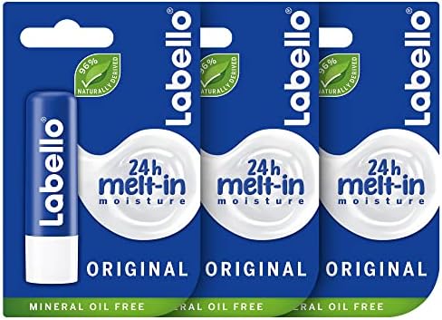 Labello Lip Care, Moisturizing Lip Balm, Original with Shea Butter, 3x4 ...