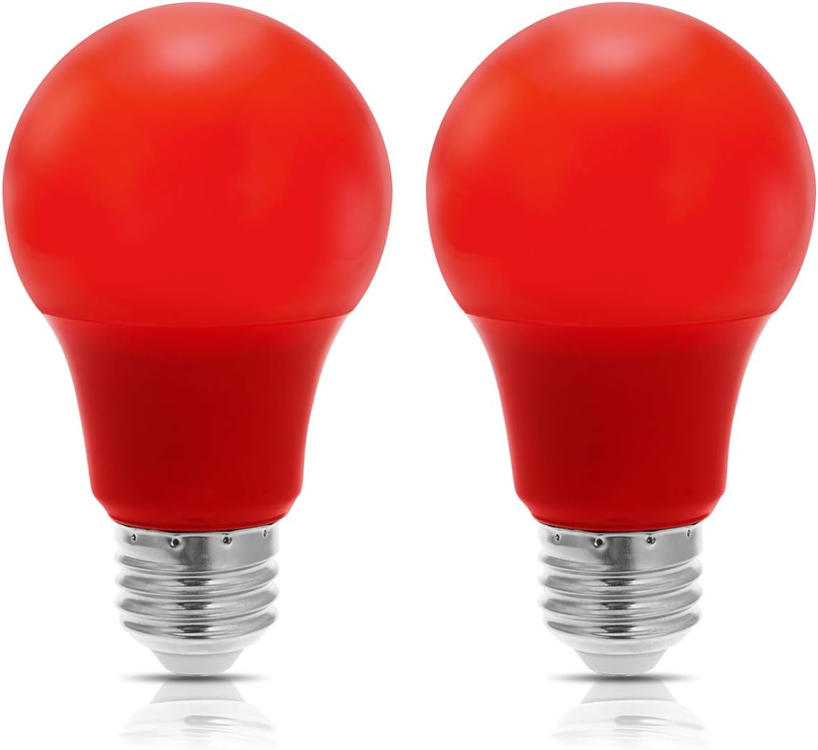 JandCase LED Red Light Bulb, 40W Equivalent, 5W, A19 Color Light Bulbs ...