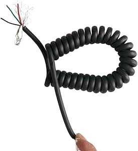 Coiled Extension Cord, 6 Core 22AWG Spiral Telescopic Wire Shielded ...