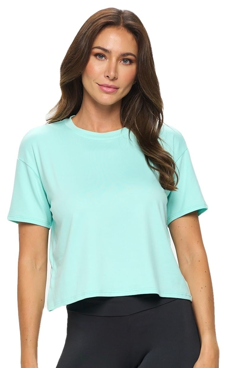 S---KNIT RIOT Women’s Crop Top – Short Sleeve Soft Boxy Crewneck Casual ...