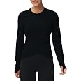 Amazon.com: Women's Long Sleeve Compression Shirts Workout Tops Cross ...