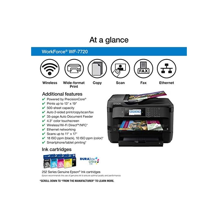 Epson WorkForce WF-7720 Wireless Wide-format Color Inkjet Printer with ...