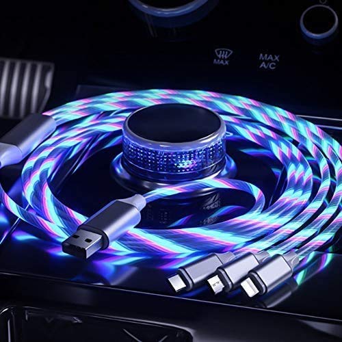 3 in 1 LED Flowing Shining Charger Cable Light Up Charger 4FT Car ...