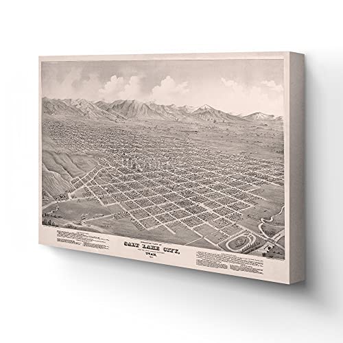 HISTORIX Vintage 1875 Utah Map Canvas - 18x24x1.5 Inch Canvas Wrap ...