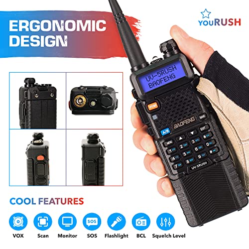 youRUSH Portable Ham Radio 2 Pack BAOFENG UV-5R 8W Dual Band Two Way ...